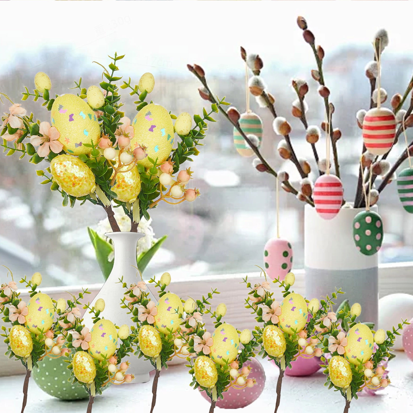 Tupukom Easter Floral Picks Easter Decorations Tree Branches Artificial ...