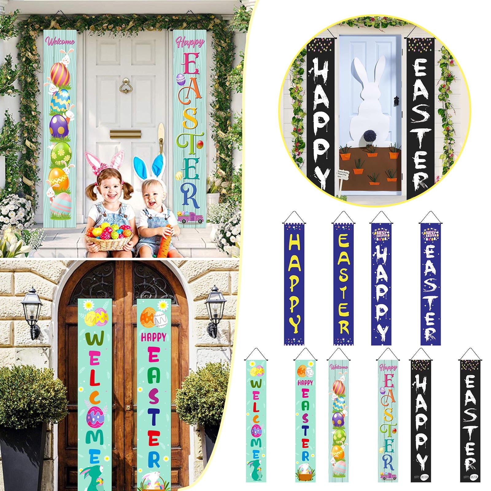 Tupukom Easter Savings Clearance Easter Banners Front Porch Yard Sign ...