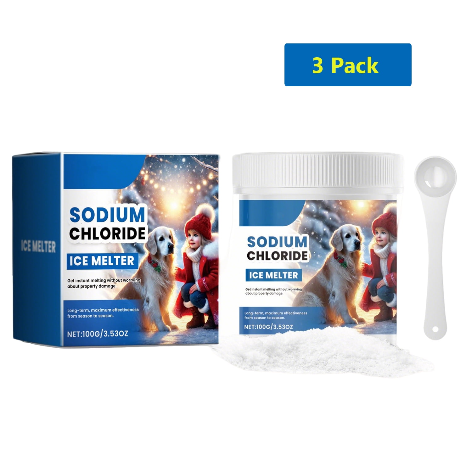 Tupukom Ice Melt 3 Pack, Pet Safe Ice Melt, Snow Melter, Pure Magnesium ...
