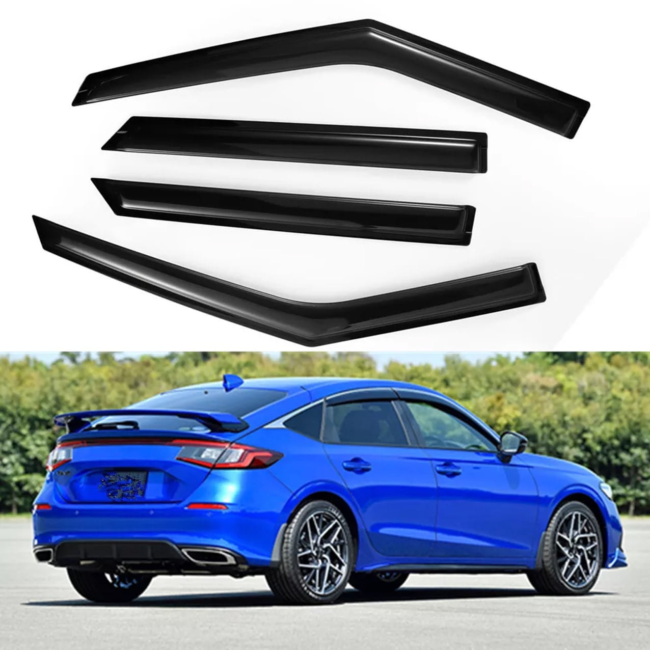 Tuqiang Window Rain Guards Deflectors Window Visor For 2022 - 2024 Honda Civic Black 4PCS ...