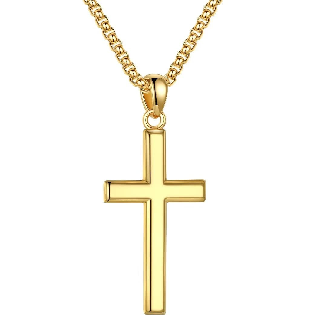 Turandoss 925 Sterling Silver Cross Pendant Necklace for Men Boys 18K ...