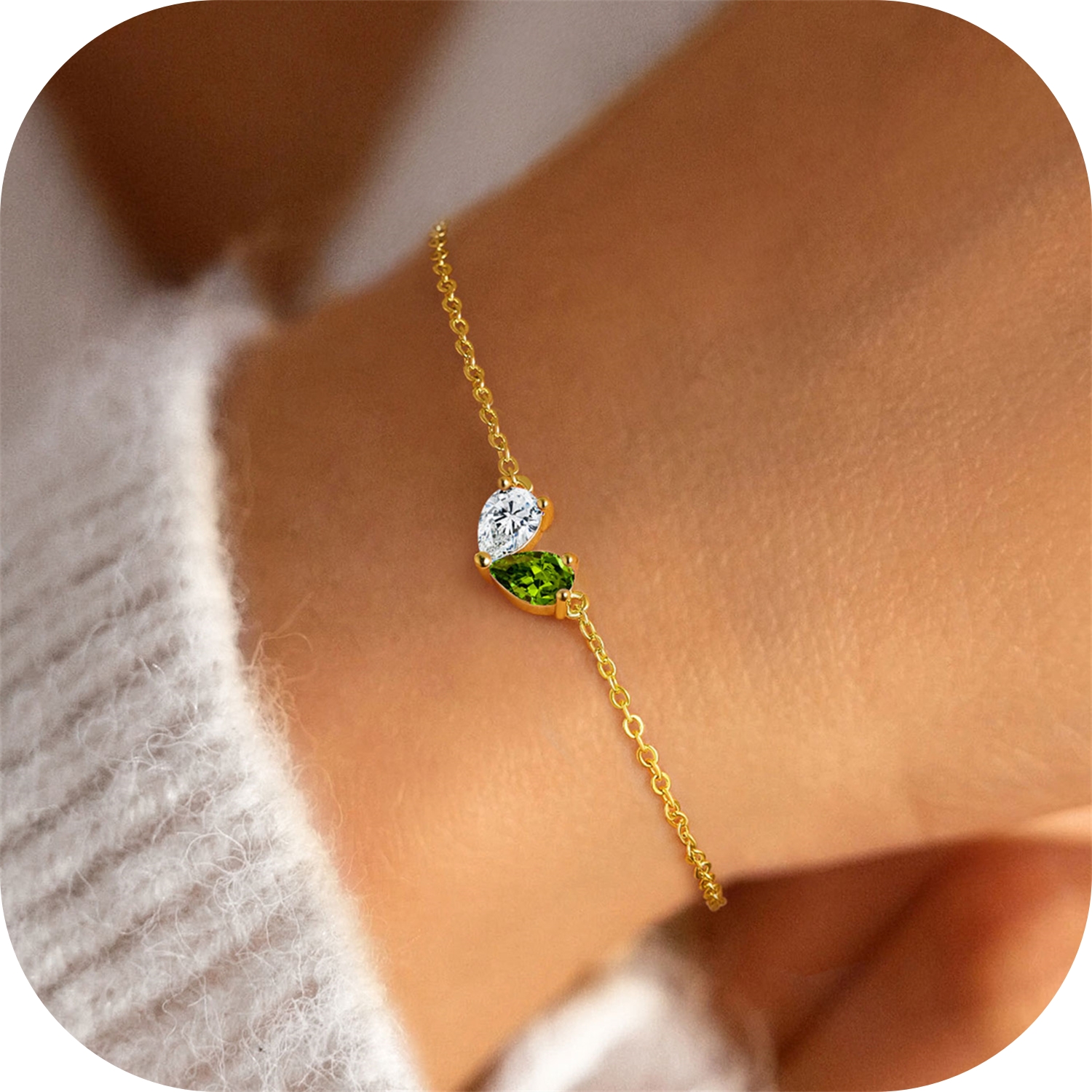 Turandoss April & August Birthstone Bracelet for Women Created Diamond ...