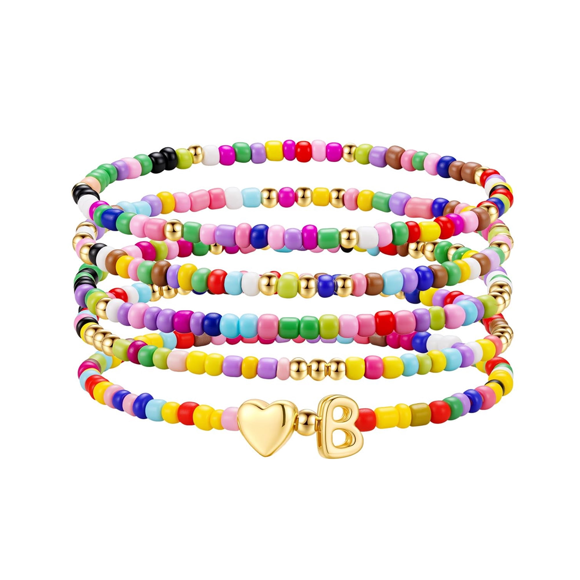 Turandoss Heart Initial Bracelets for Women Teen Girls Dainty Colorful ...