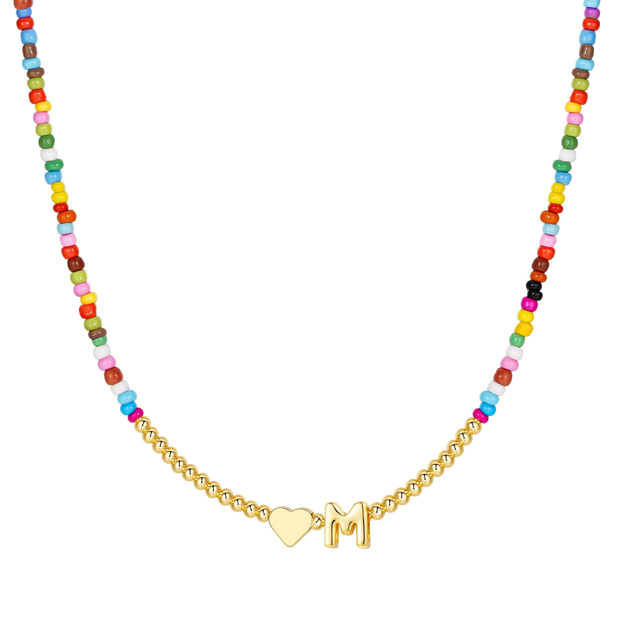 Turandoss Heart Initial Necklaces for Girls 14K Gold Plated Colorful ...