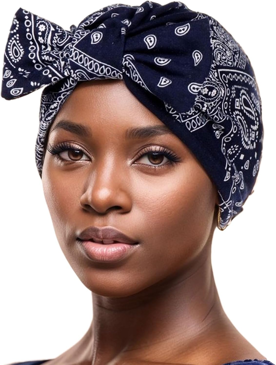 Turban Bows for Women, Cashew Bow Head Wraps Silky Lined Sleeping Cap ...
