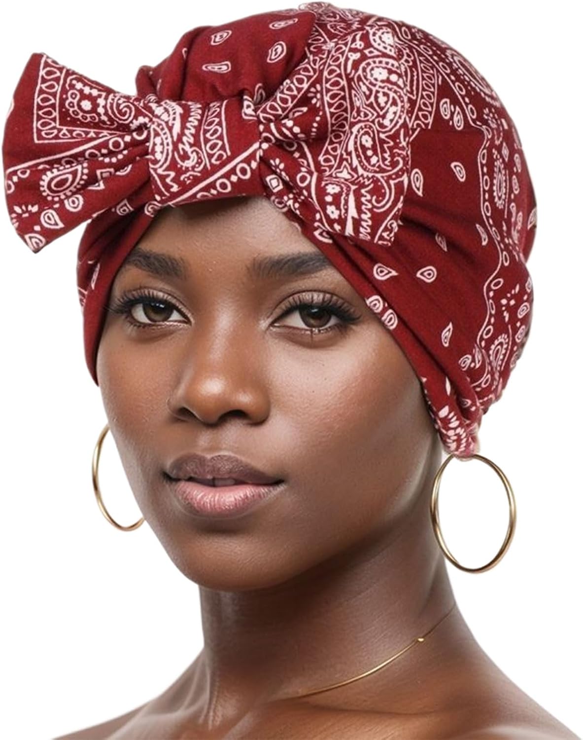 Turban Bows for Women, Cashew Bow Head Wraps Silky Lined Sleeping Cap ...