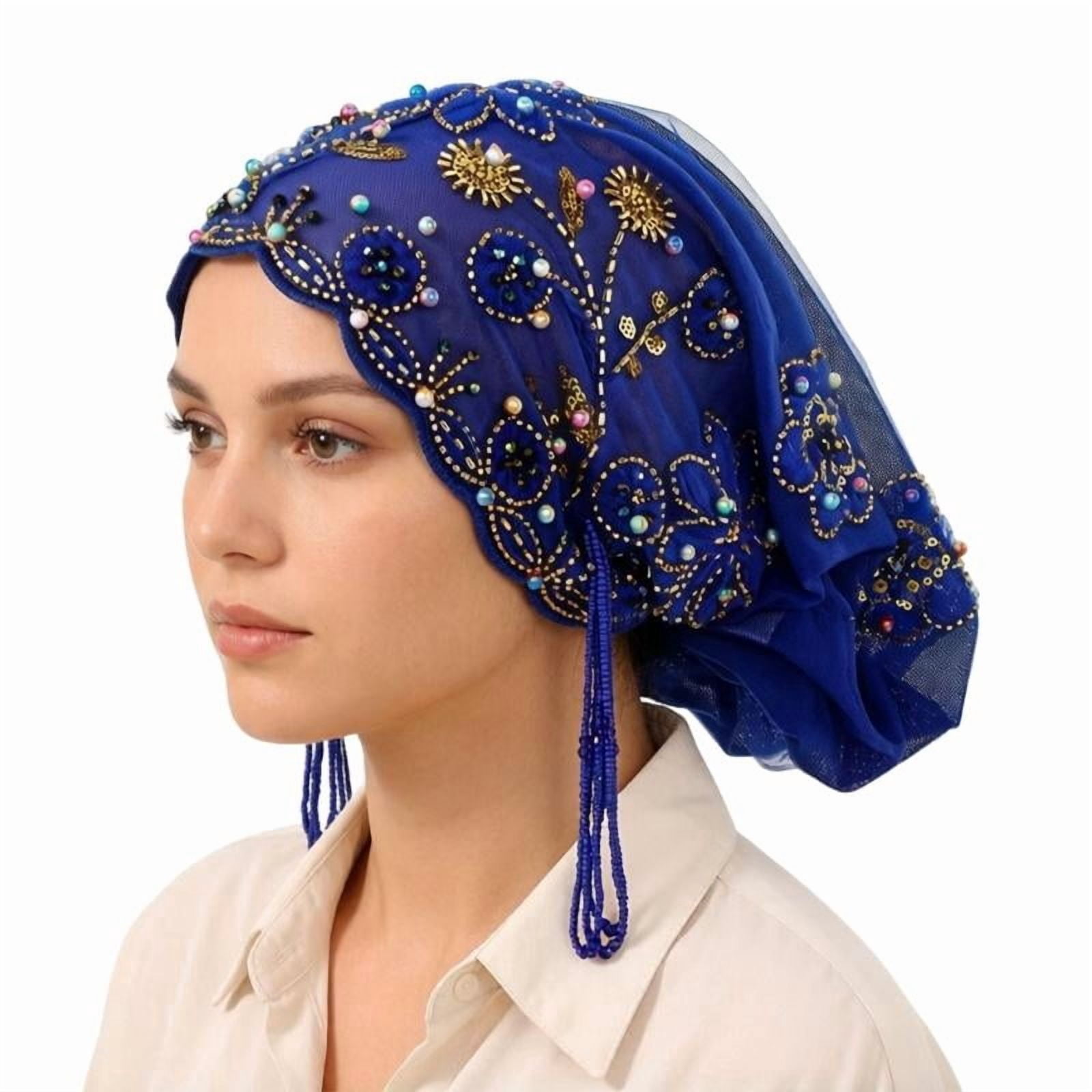 Turban Caps Beanies Beaded Lace Muslims Hijab Caps Hair Cover Wrap Hat ...