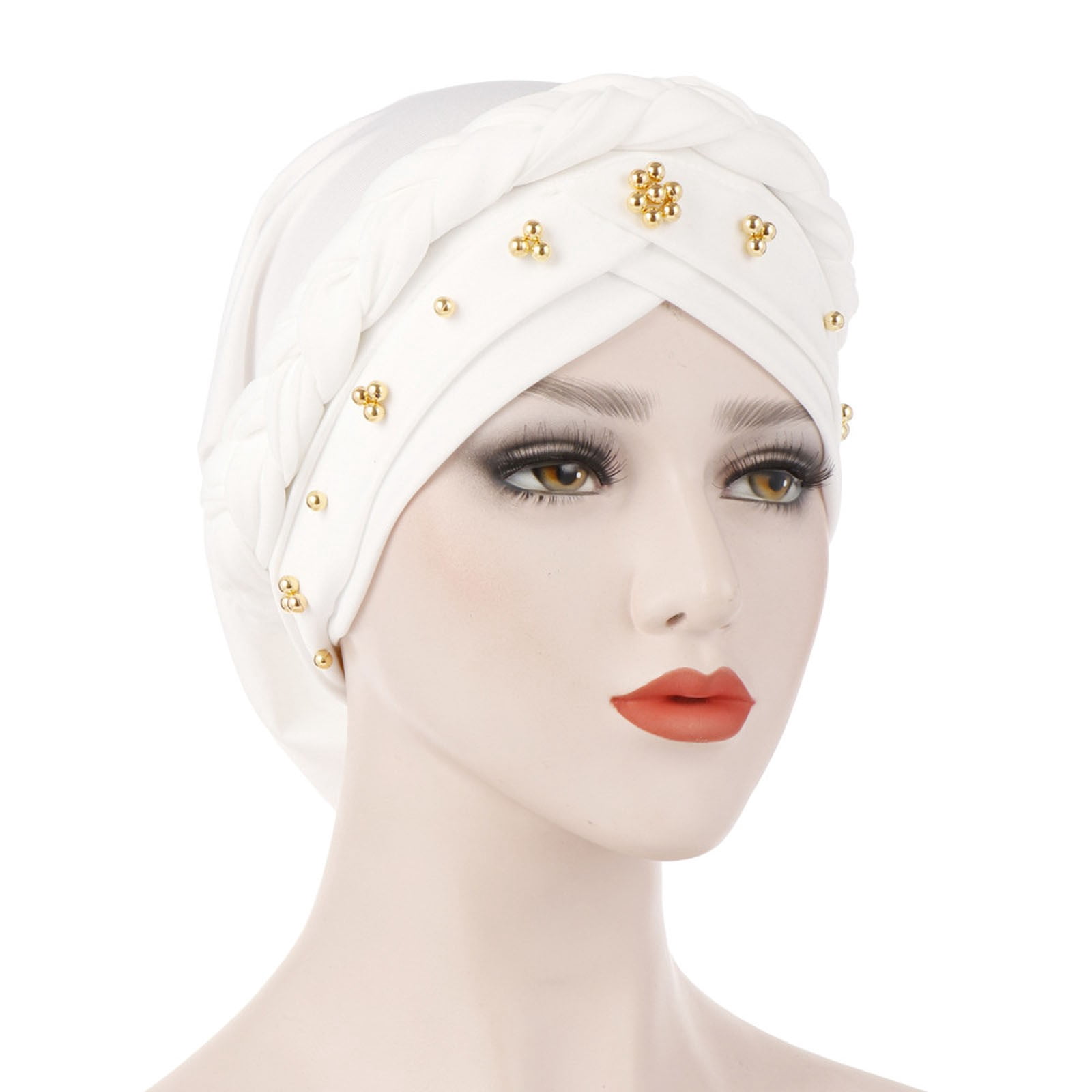 Turban Chemo Scarf Women Pre-Tied Twisted Beaded Hair Cover Wrap ...