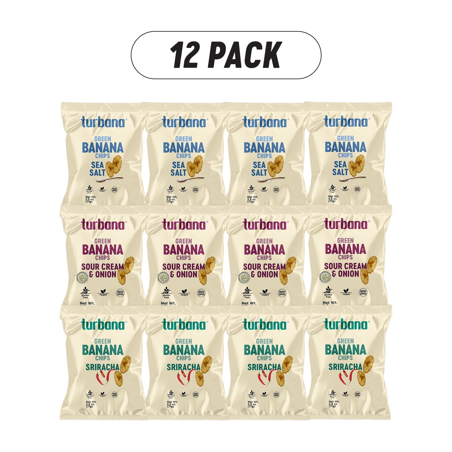 Turbana Green Banana Chips variety pack - PACK of 12 - 2.5 oz - Walmart.com