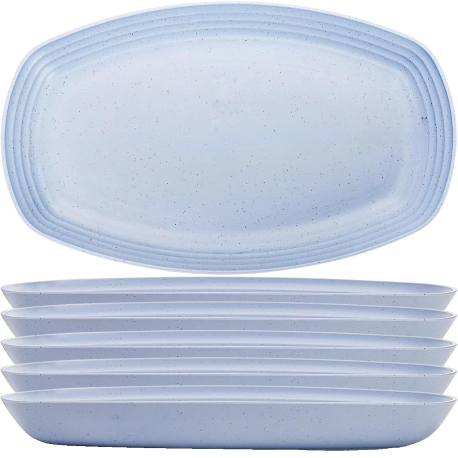 Turbid 6 Pcs Wheat Straw Dinnerware Sets 11 FoodGrade Oval Plates with ...