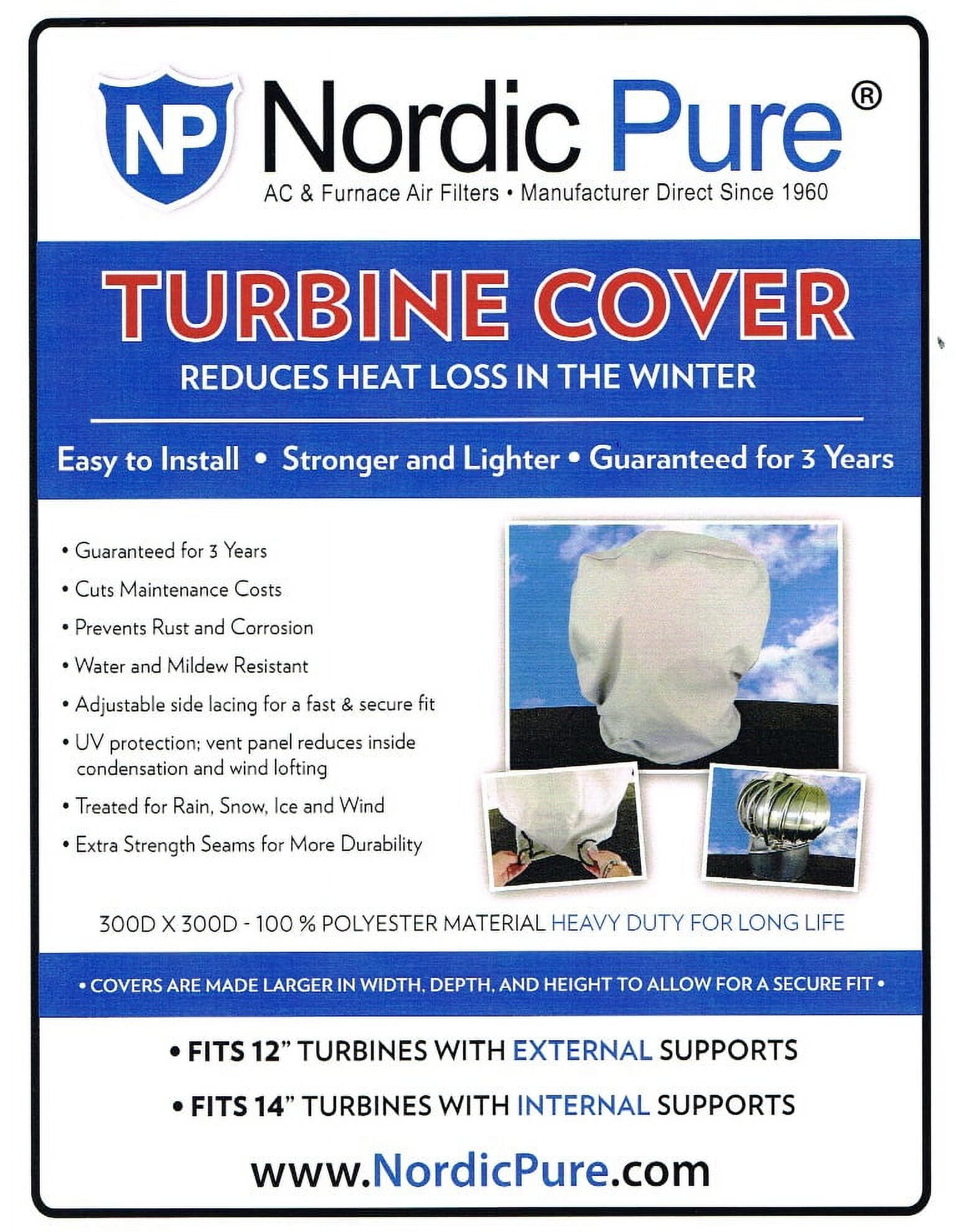 Turbine Cover Fits 12" to 14" Pack of 1 by Nordic Pure - Walmart ...