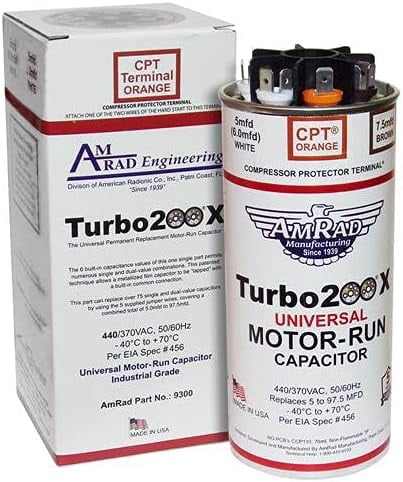 Turbo 200X Universal Motor Run Capacitor, 97.5 Mfd w/CPT Terminal ...