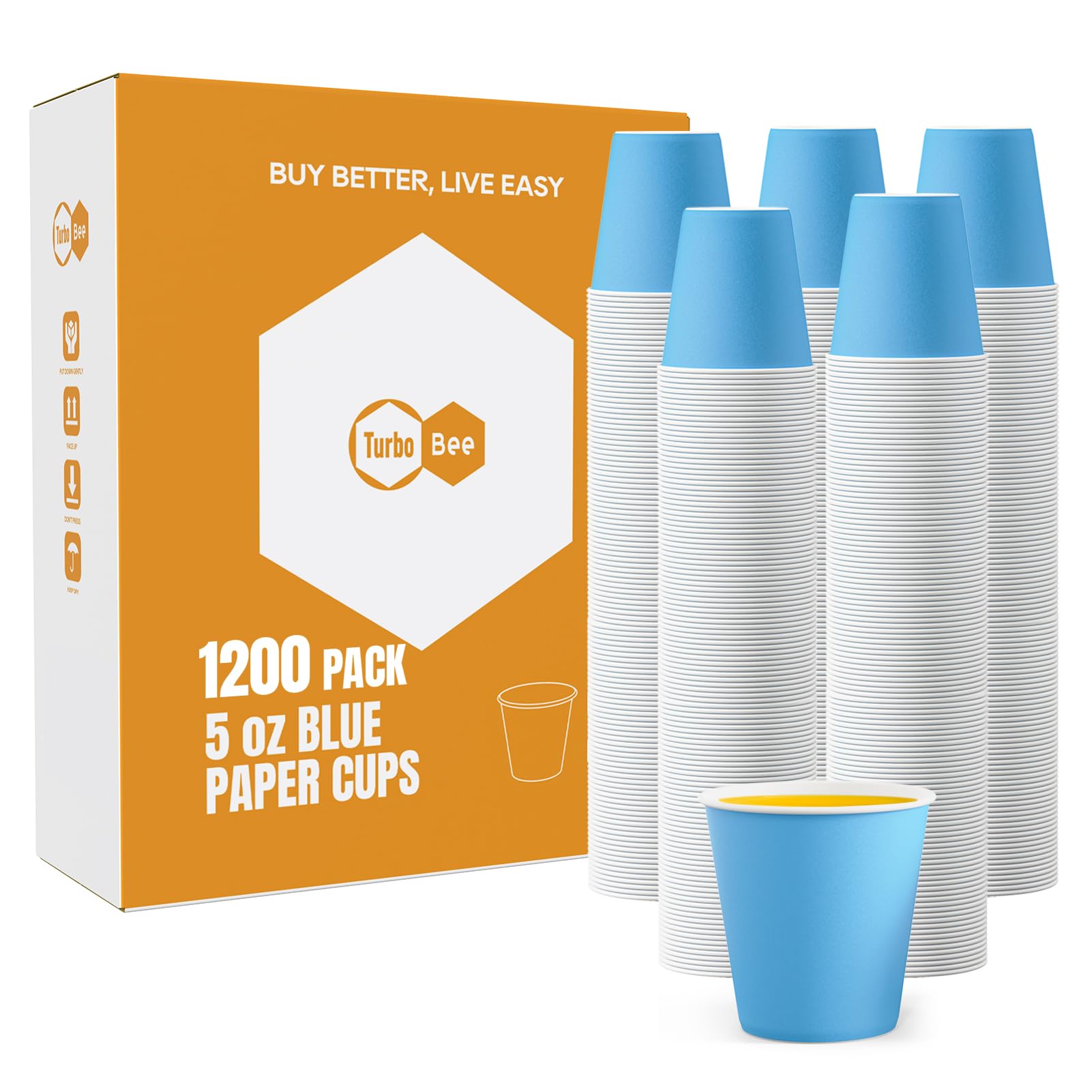 Turbo Bee 1200 Pack 5oz Disposable Paper Cups Bulk - Cold Beverage ...