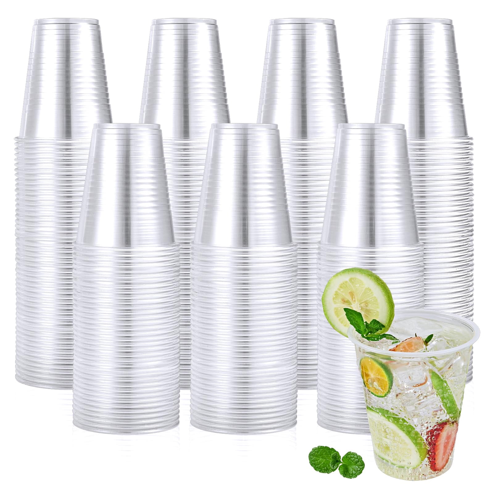 Turbo Bee 480 Pack AIF9 12oz Clear Plastic Cups,Disposable Drinking ...