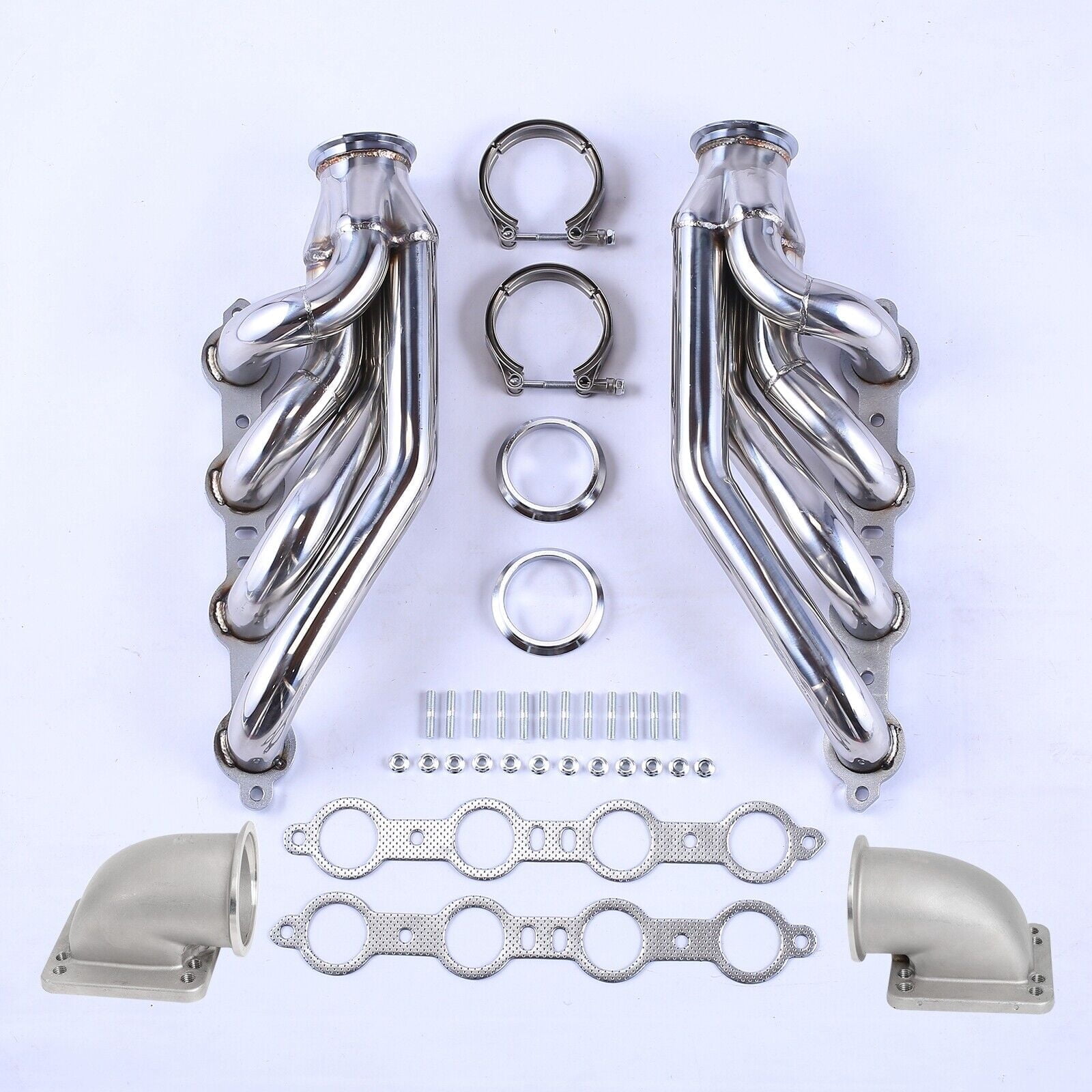 Turbo Exhaust Manifold Header 3" V Band Adaptors for Chevy Camaro ZL1 ...