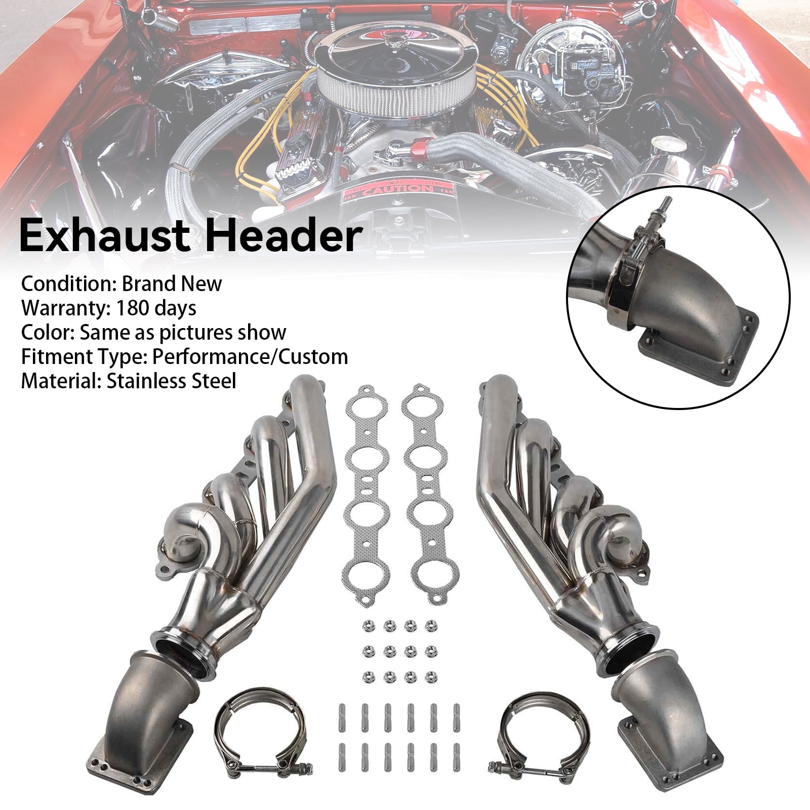 Turbo Exhaust Manifold Header Fit for LS1 LS6 LSX V8 + Elbows T3 T4 to ...