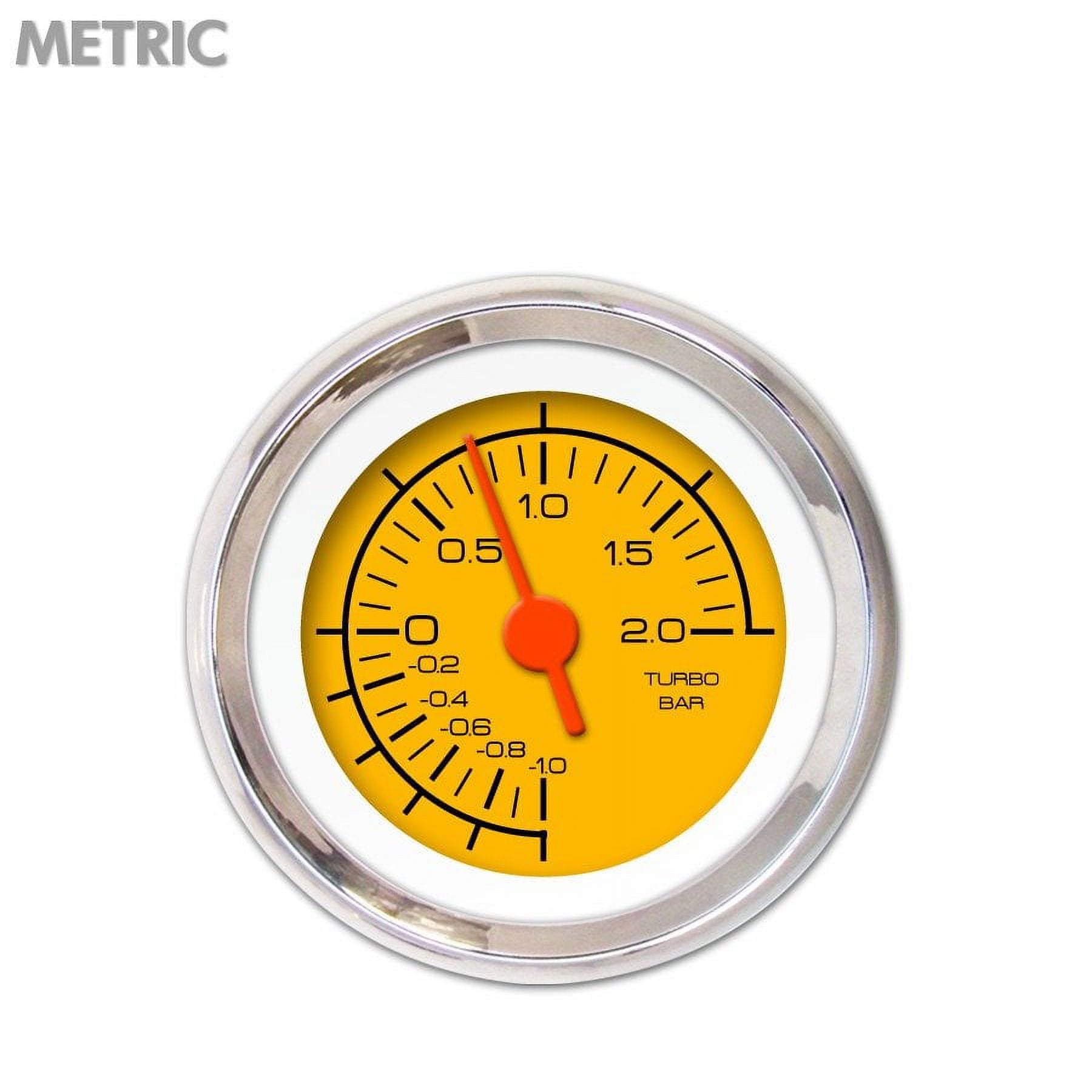 Turbo Gauge-Metric Competition Yellow Orange Vintage Needles Chrome ...