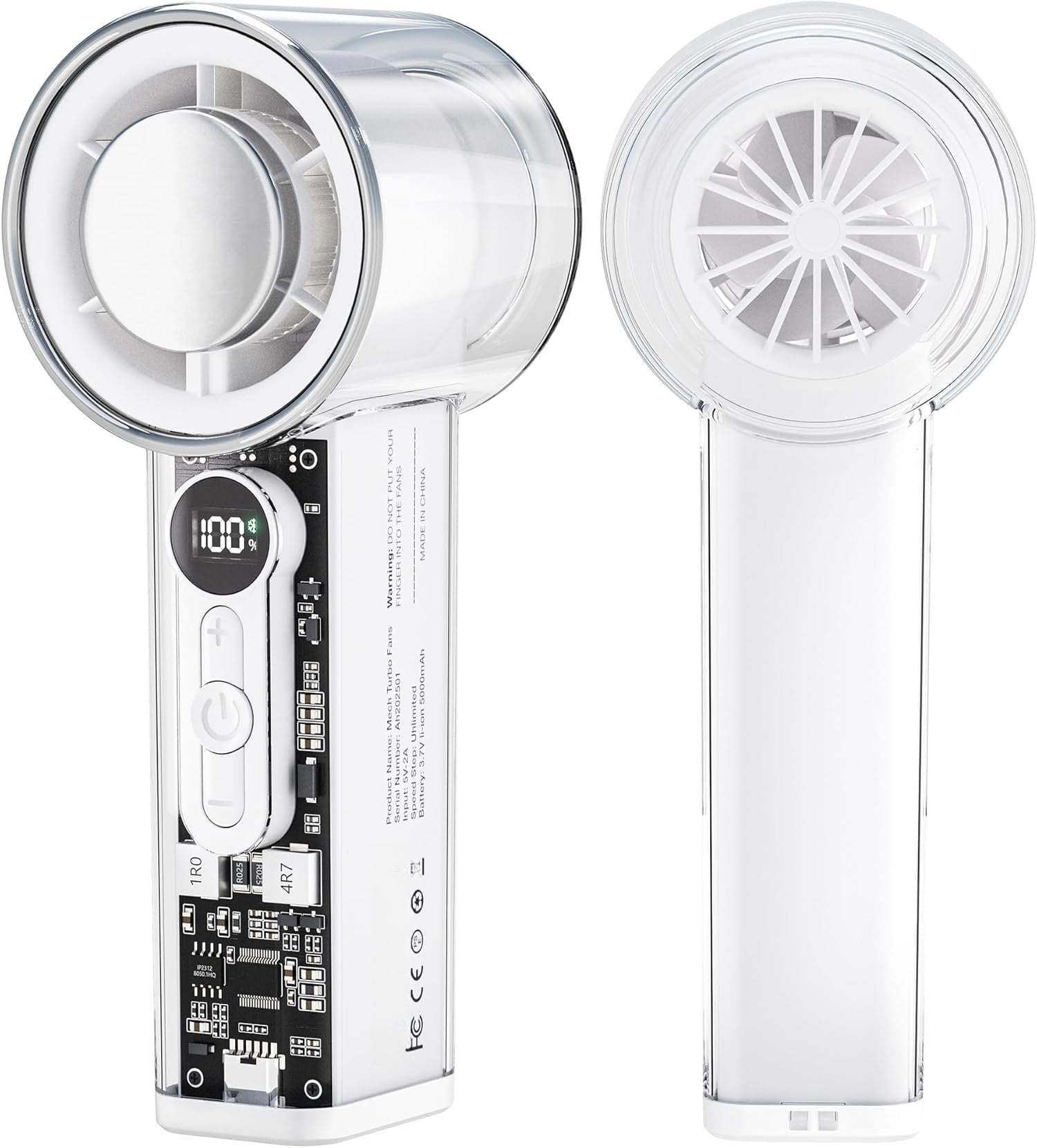 Turbo Handheld Portable Fan for Ice Cooling - 25Hrs Cooler Wind-100 ...