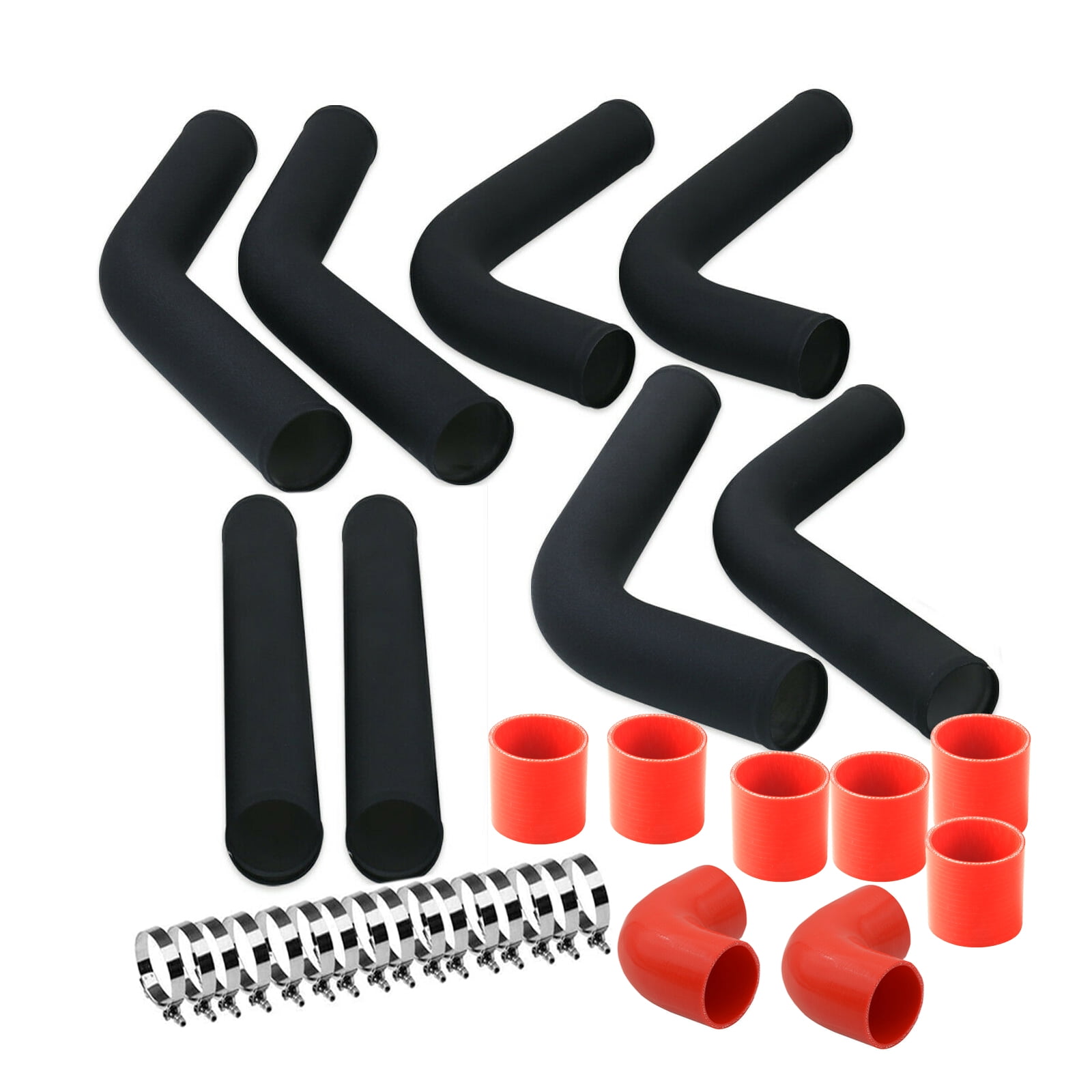 Turbo Intercooler Piping Kit Aluminum 8 piece 2.5 inch pipe silicone ...