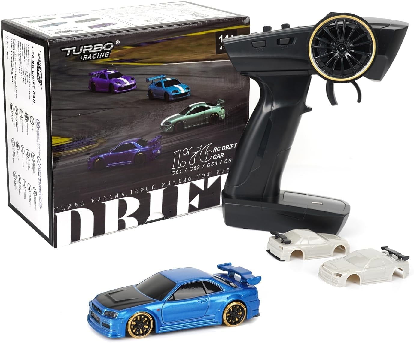 Turbo Racing 1:76 Scale Drift RC Car, Table Racing 2.4GHZ Remote ...