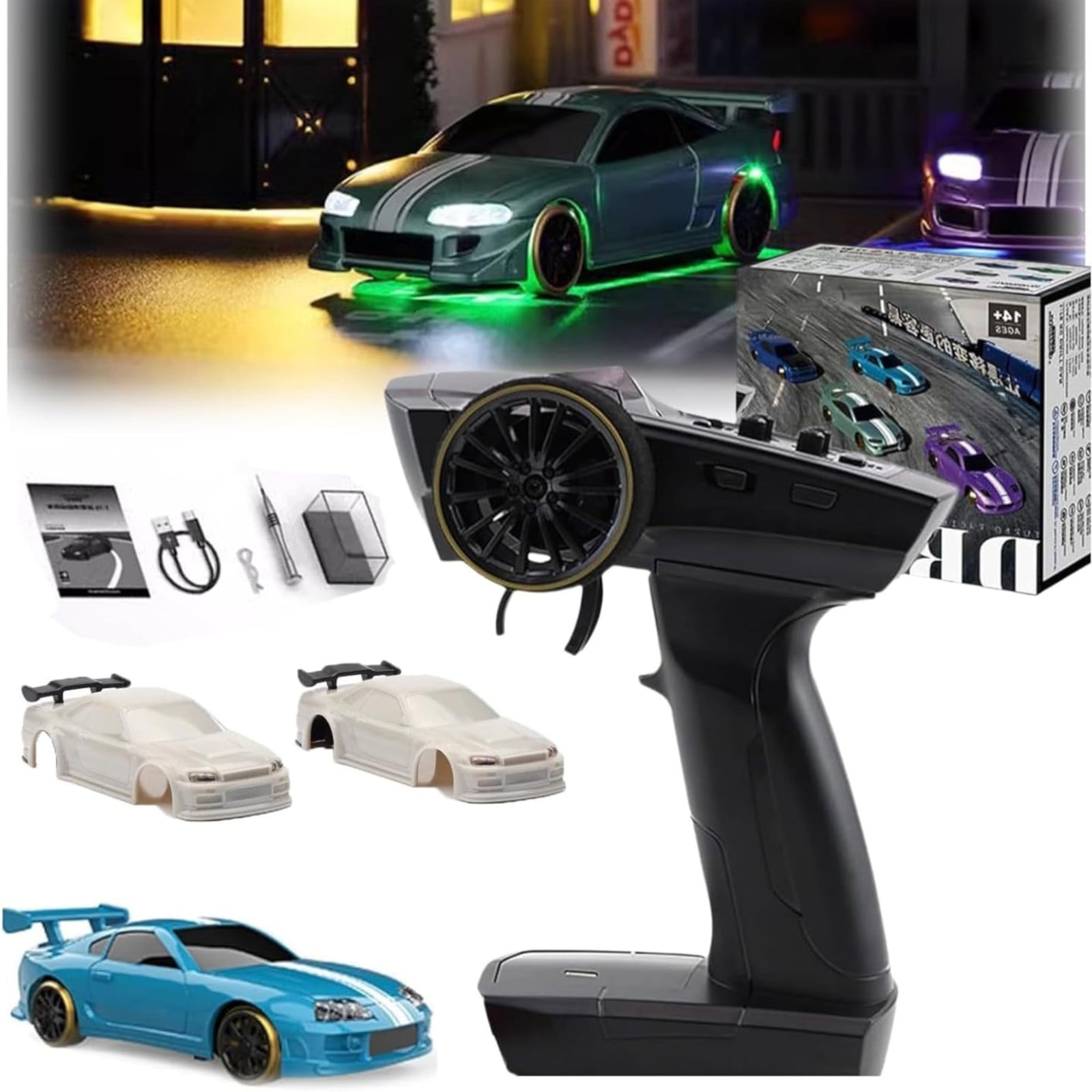 Turbo Racing Car, 1:43 Scale Drift RC Car with Gyro Mini Full ...