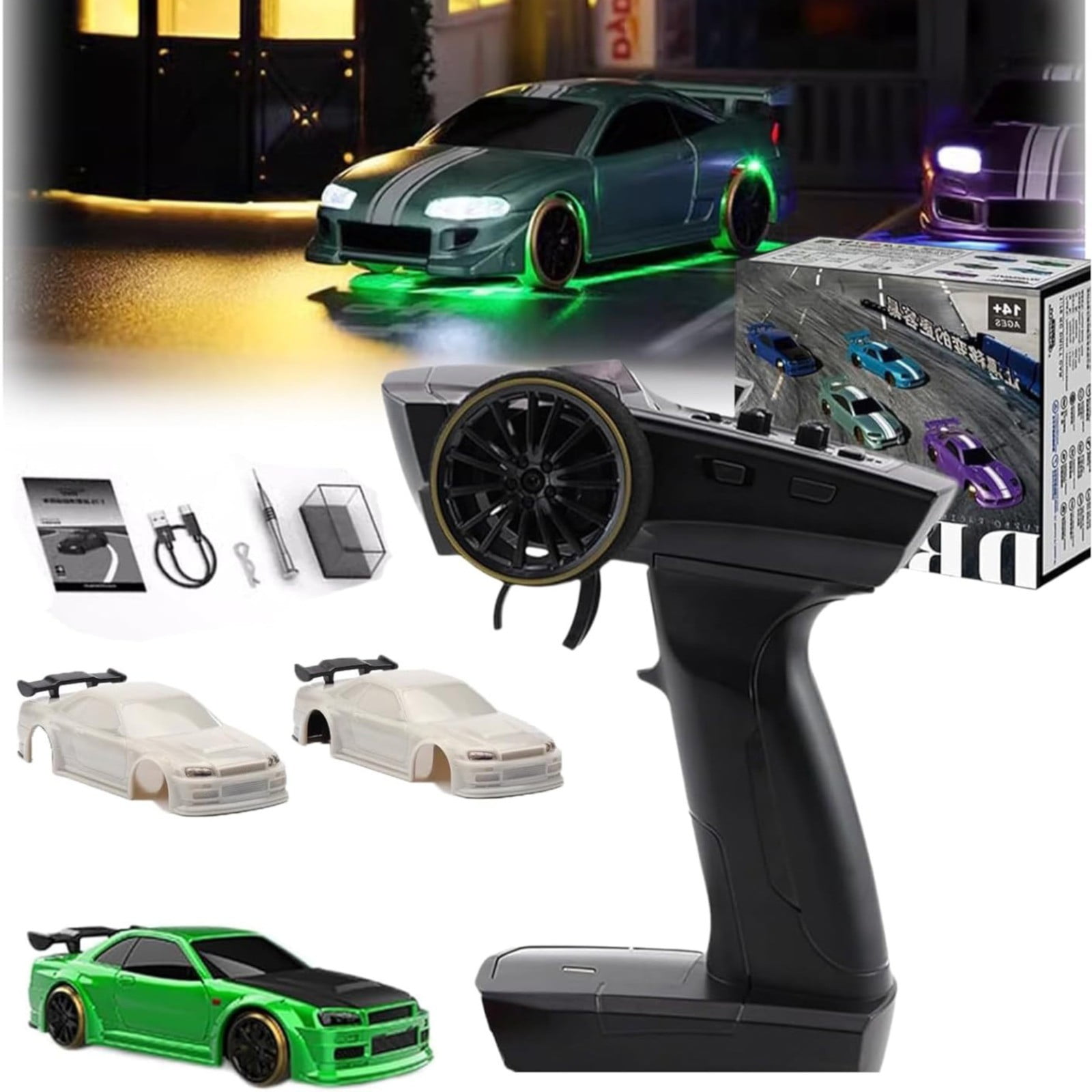 Turbo Racing Car, 1:43 Scale Drift RC Car with Gyro Mini Full ...