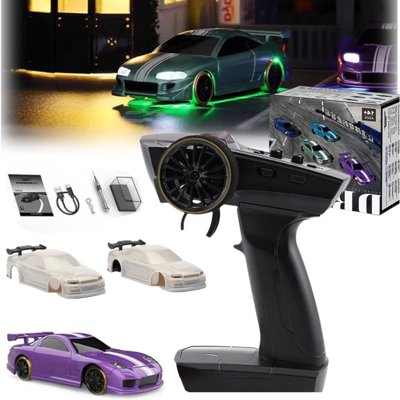 Turbo Racing Car, 1:43 Scale Drift RC Car with Gyro Mini Full ...