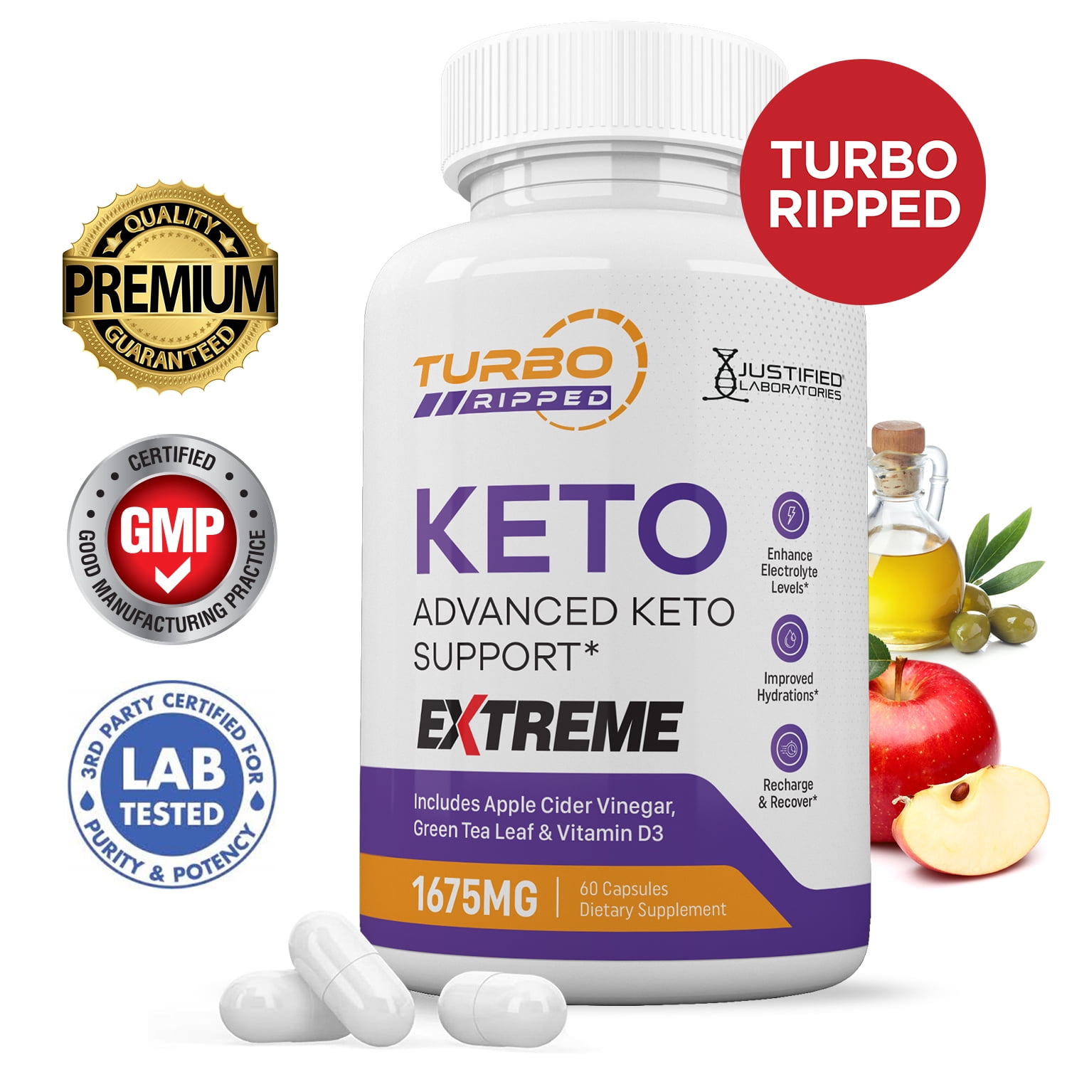 Turbo Ripped Keto ACV Extreme Pills 1675mg Alternative to Gummies ...
