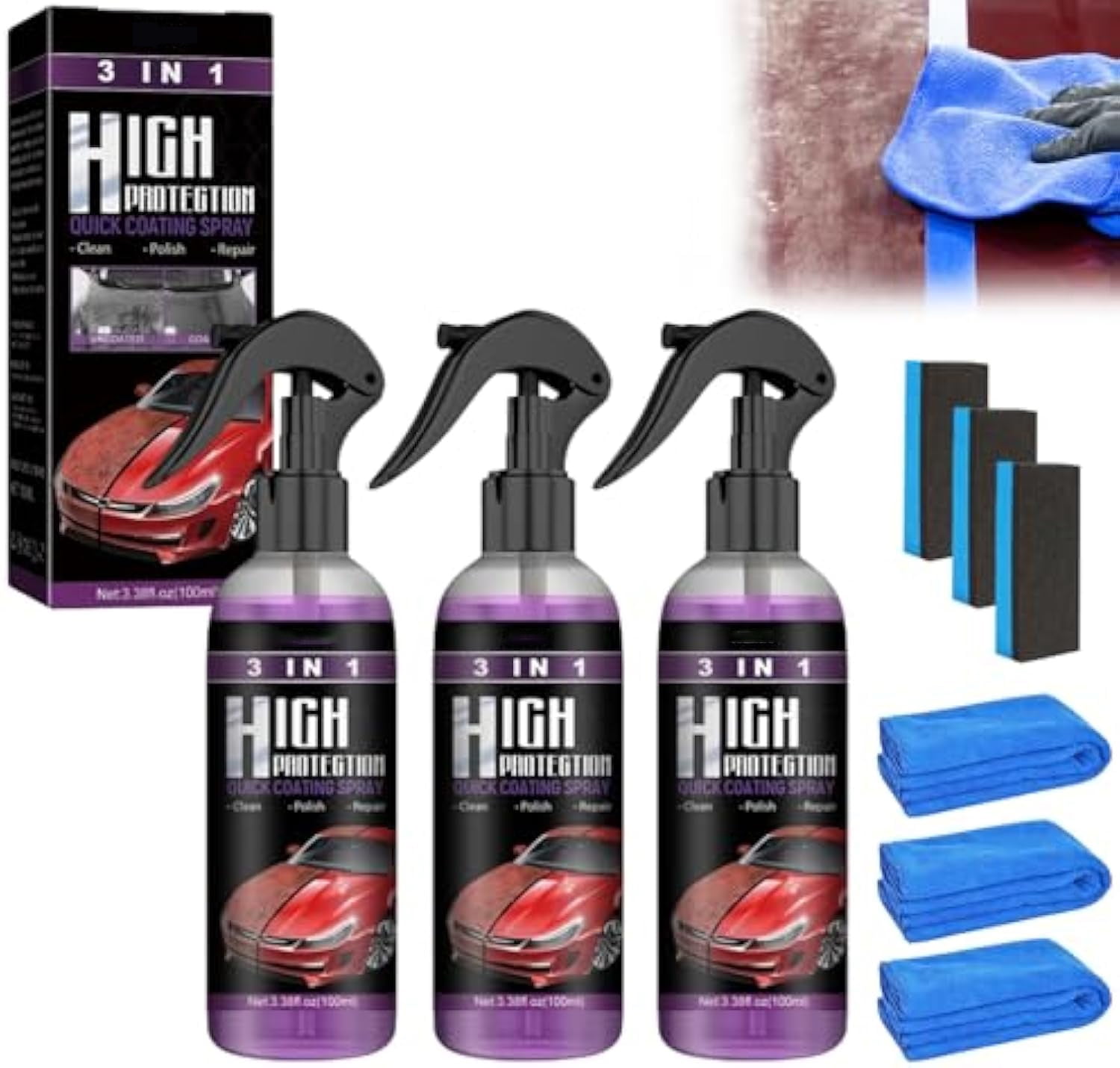 Turbo Shine, 2025 Upgrade 3 in 1 High Protection Fast Car Paint Spray, High-Protection Coating ...