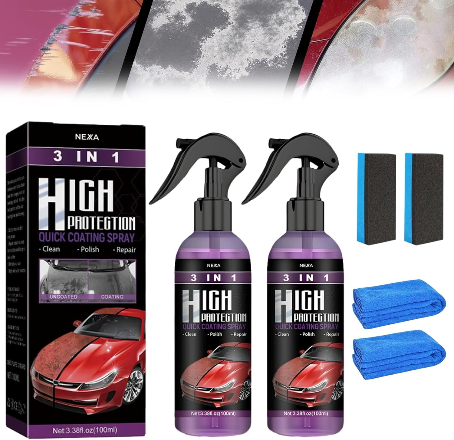 Turbo Shine Nexa, 2025 Upgrade 3 in 1 High Protection Fast Car Paint Spray, Automatic Manual ...