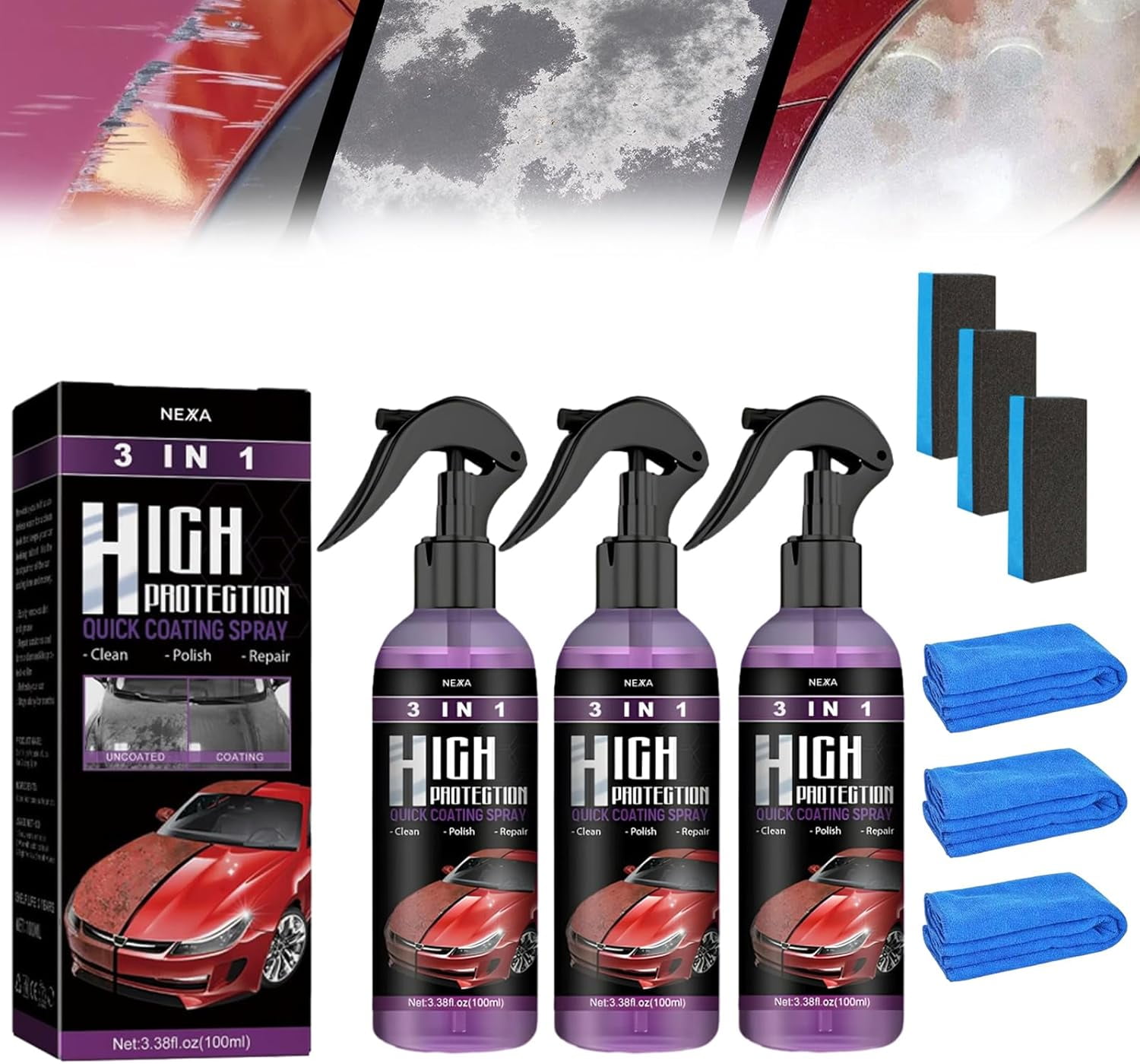 Turbo Shine Nexa, 2025 Upgrade 3 in 1 High Protection Fast Car Paint Spray, Automatic Manual ...