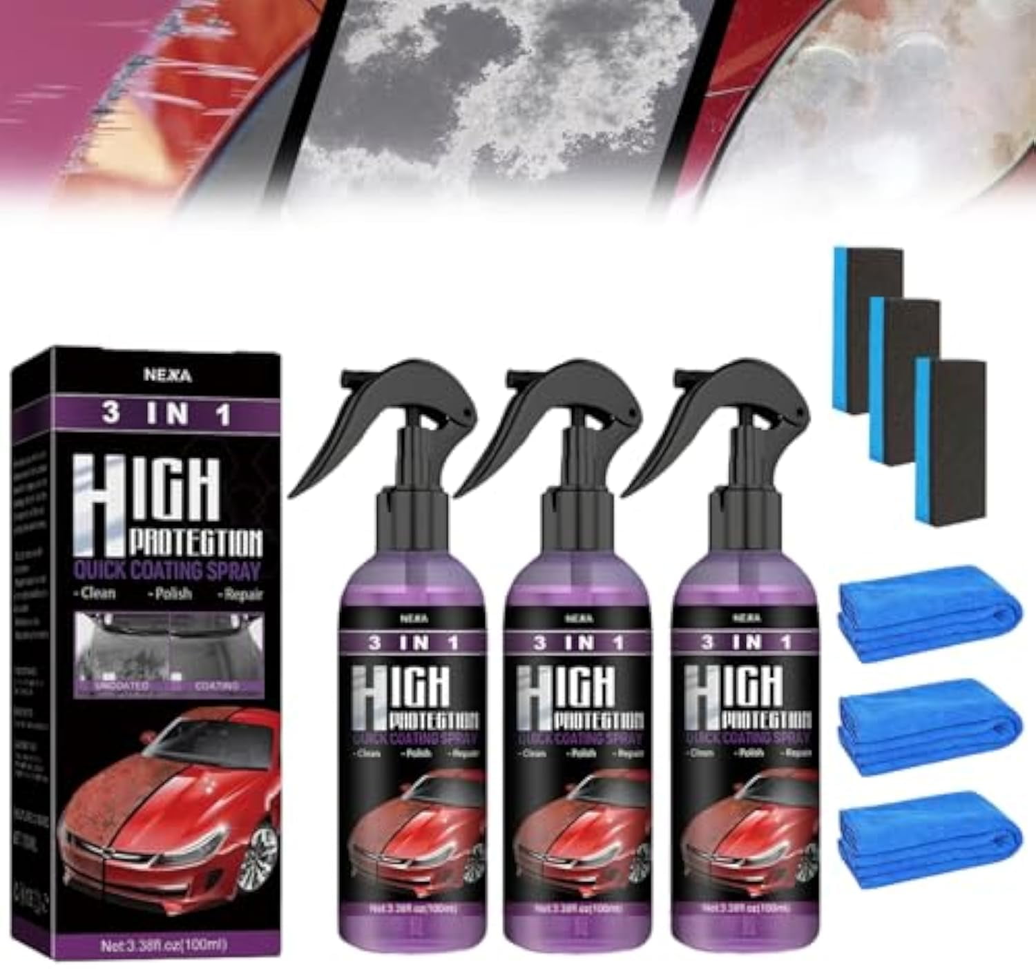 Turbo Shine Nexa, 2025 Upgrade 3 in 1 High Protection Fast Car Paint Spray, Automatic Manual ...