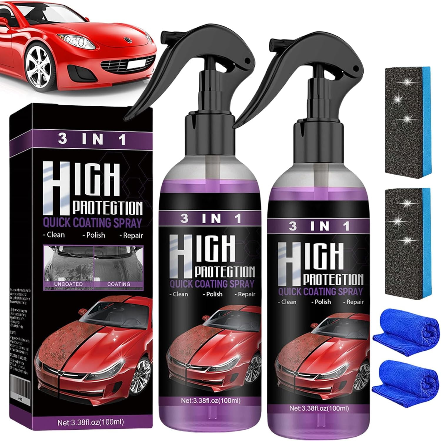 Turbo Shine Nexa, 2025 Upgraded 3 in 1 High Protection Quick Car Coating Spray, Car Coating Wax ...