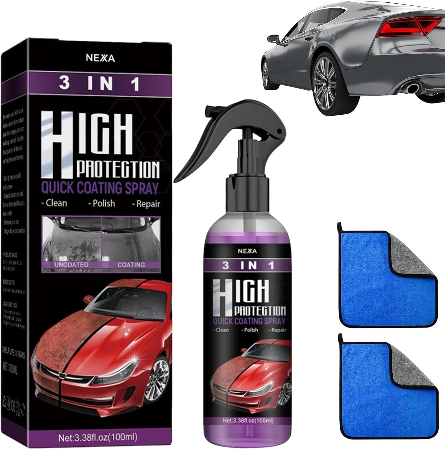 Turbo Shine Nexa, Nexa 3 in 1 High Protection Spray, 3-in-1 Automotive Paint Spray, Nexa Turbo ...