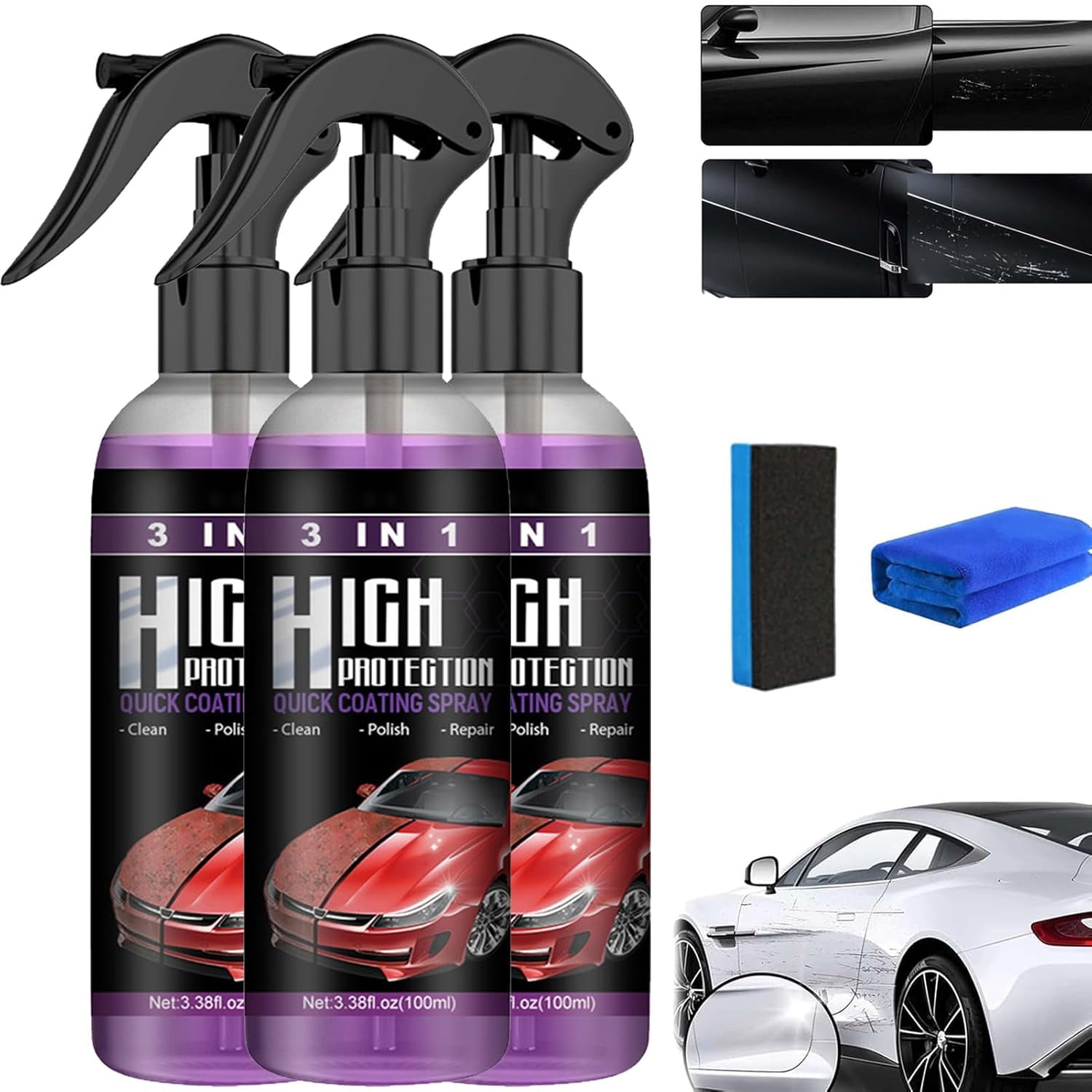 Turbo Shine Nexa, Nexa Car Scratch Remover, 3 in 1 High Protection Quick Car Coating Spray, Car ...