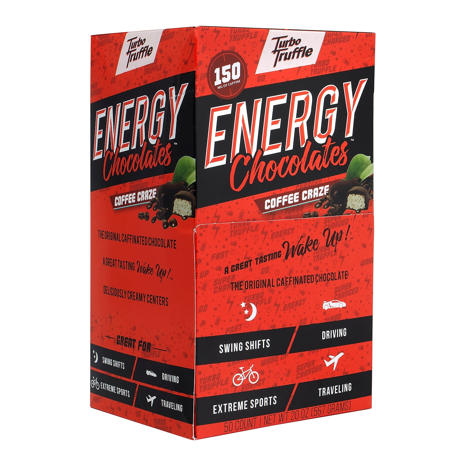 Turbo Truffles Coffee Flavored Energy Chocolate Truffles, 50/Pack (220 ...
