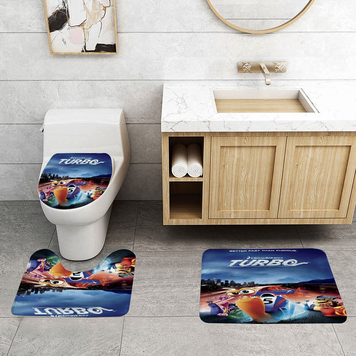Turbo floor mat and toilet set is durable, machine washable, and adds a ...