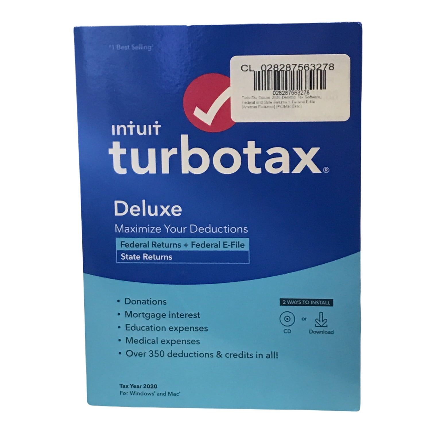 TurboTax Deluxe 2020 Fed + Efile + State (PC/MAC Disc) - Walmart.com