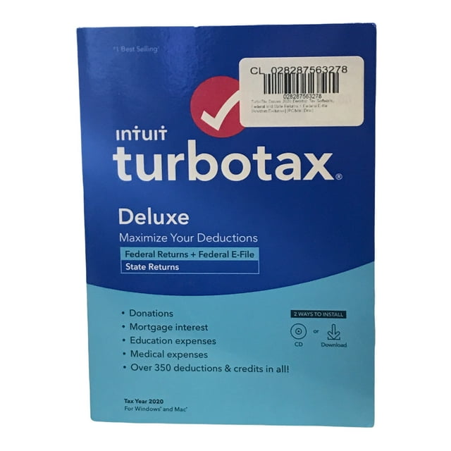 TurboTax Deluxe 2020 Fed + Efile + State (PC/MAC Disc) - Walmart.com