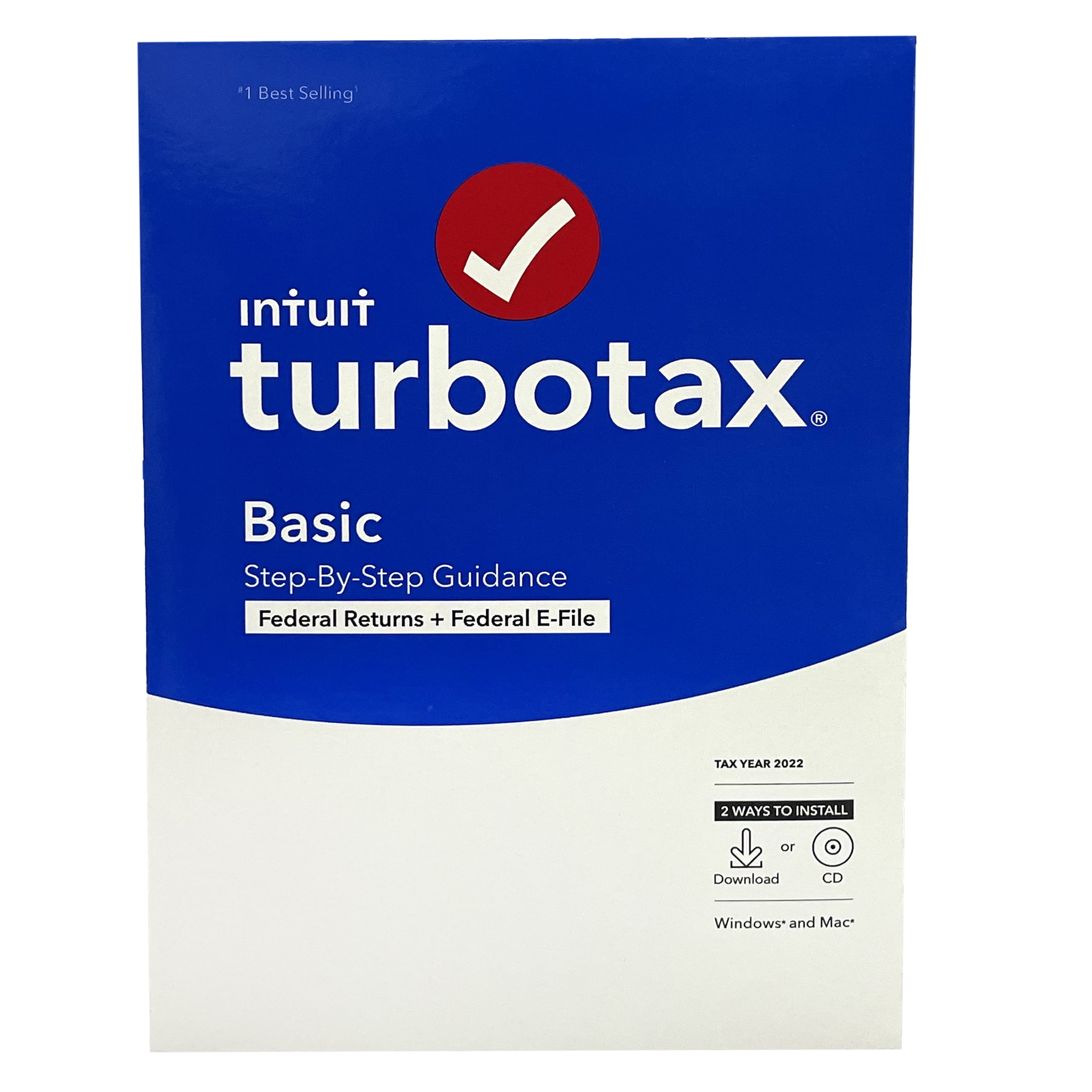 TurboTax : Intuit, Basic Federal 2022 Tax Software (PC I Mac CD ...