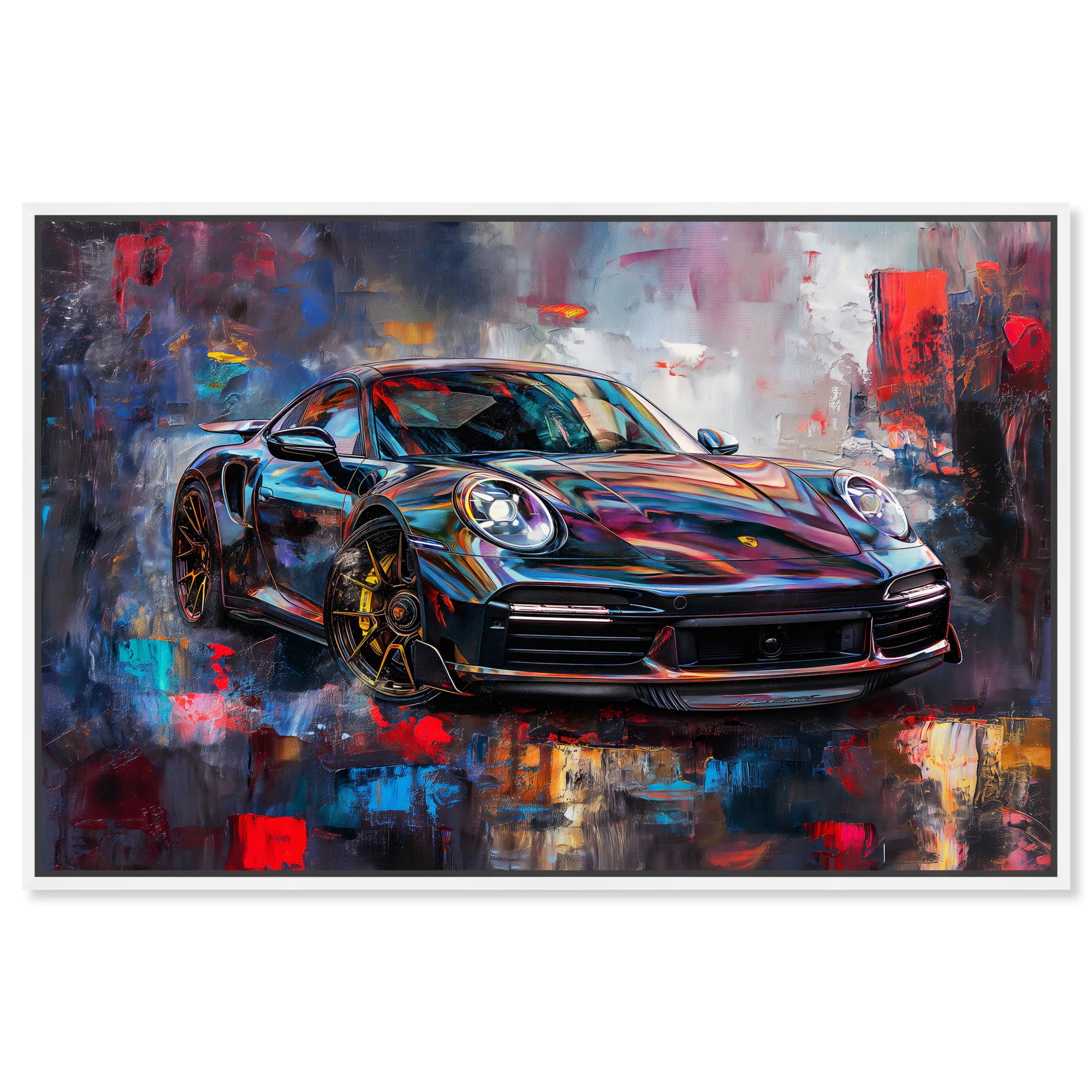 Turbocharged Porsche I Canvas Lux Car Paintings by Art Remedy, White ...