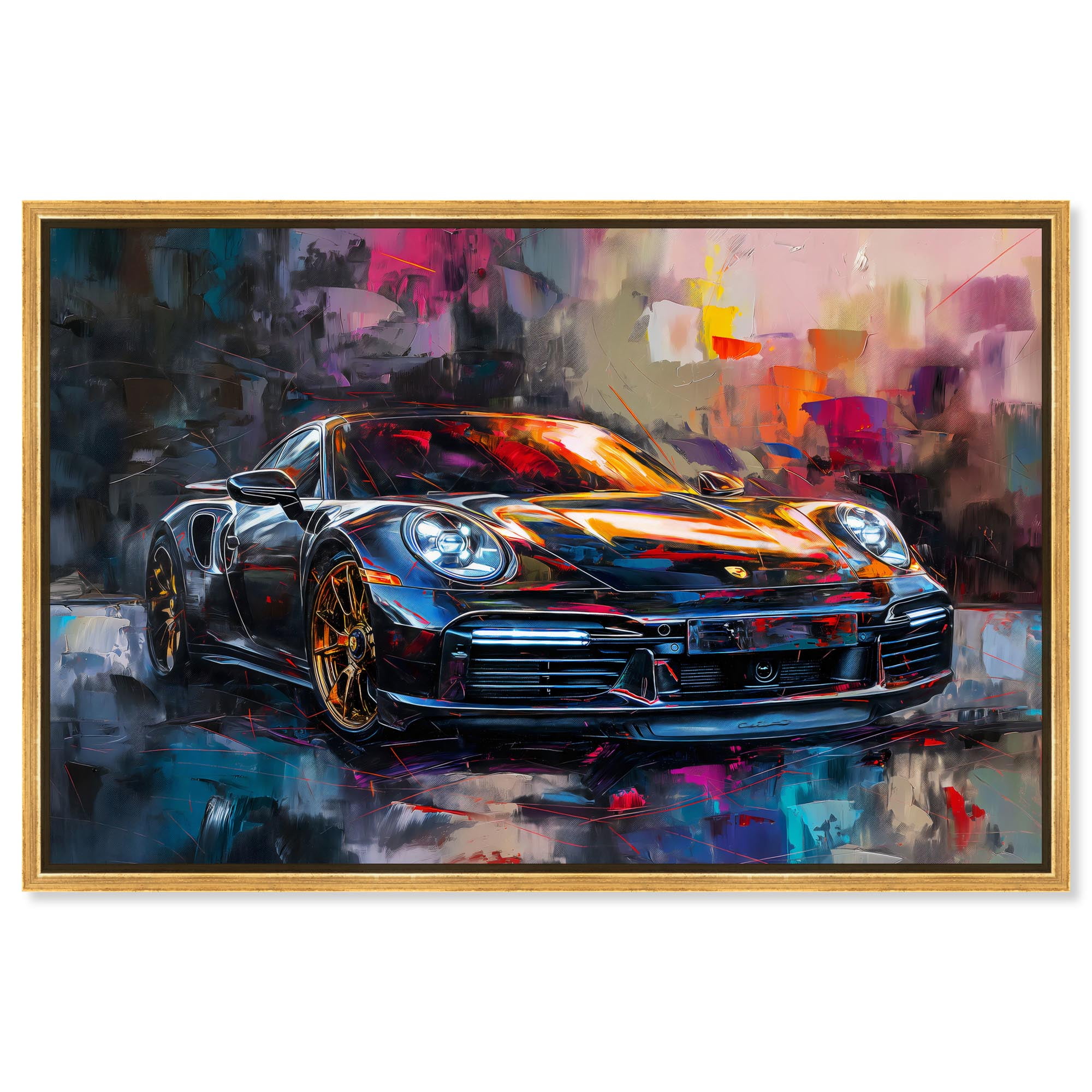 Turbocharged Porsche II Canvas Lux Car Paintings by Art Remedy, Gold ...