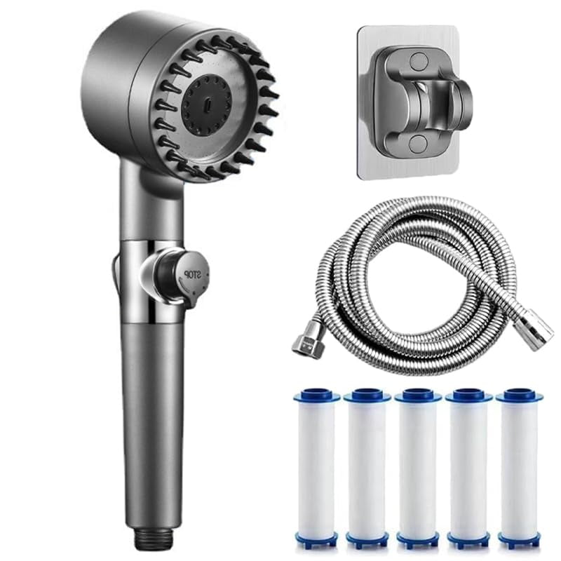 Turbocharging Ion Drops Filtered Shower Head with 59" Stainless Steel ...