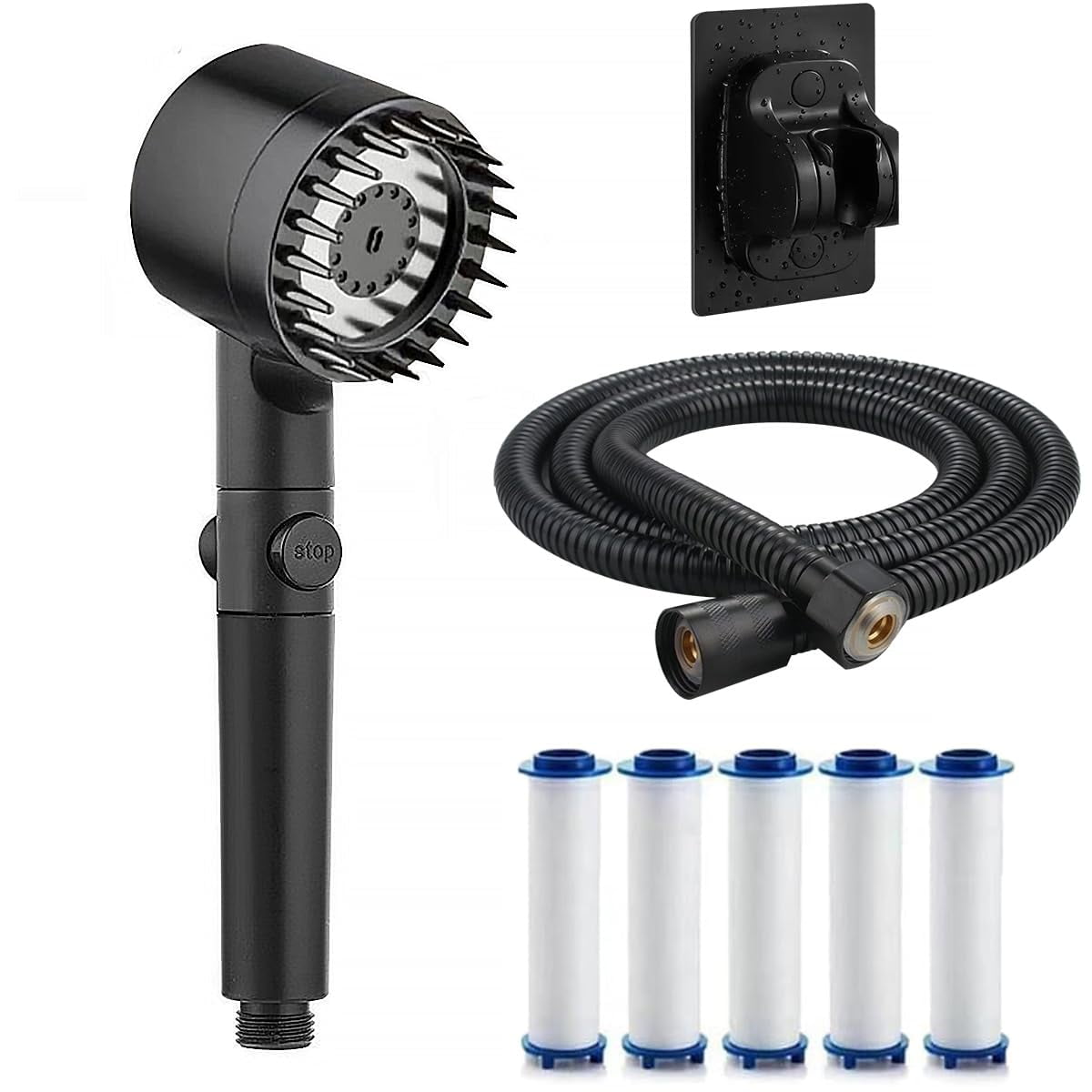 Turbocharging Ion Drops Filtered Shower Head with 59" Stainless Steel ...
