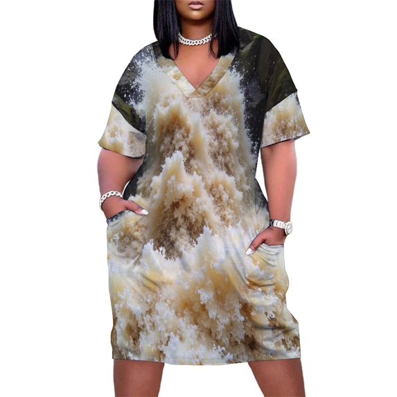 Turbulent Water Rushing Downwards Loose Pocket Dress Dresses Summer ...