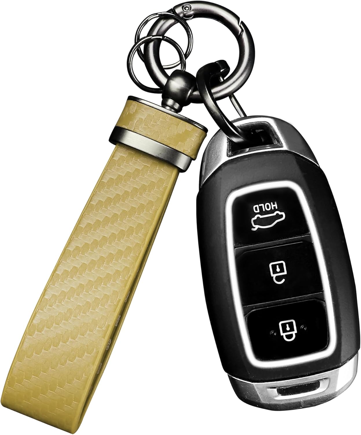 Turcee Leather Car Keychain - Carbon Fiber Interior Key Fob with Anti ...