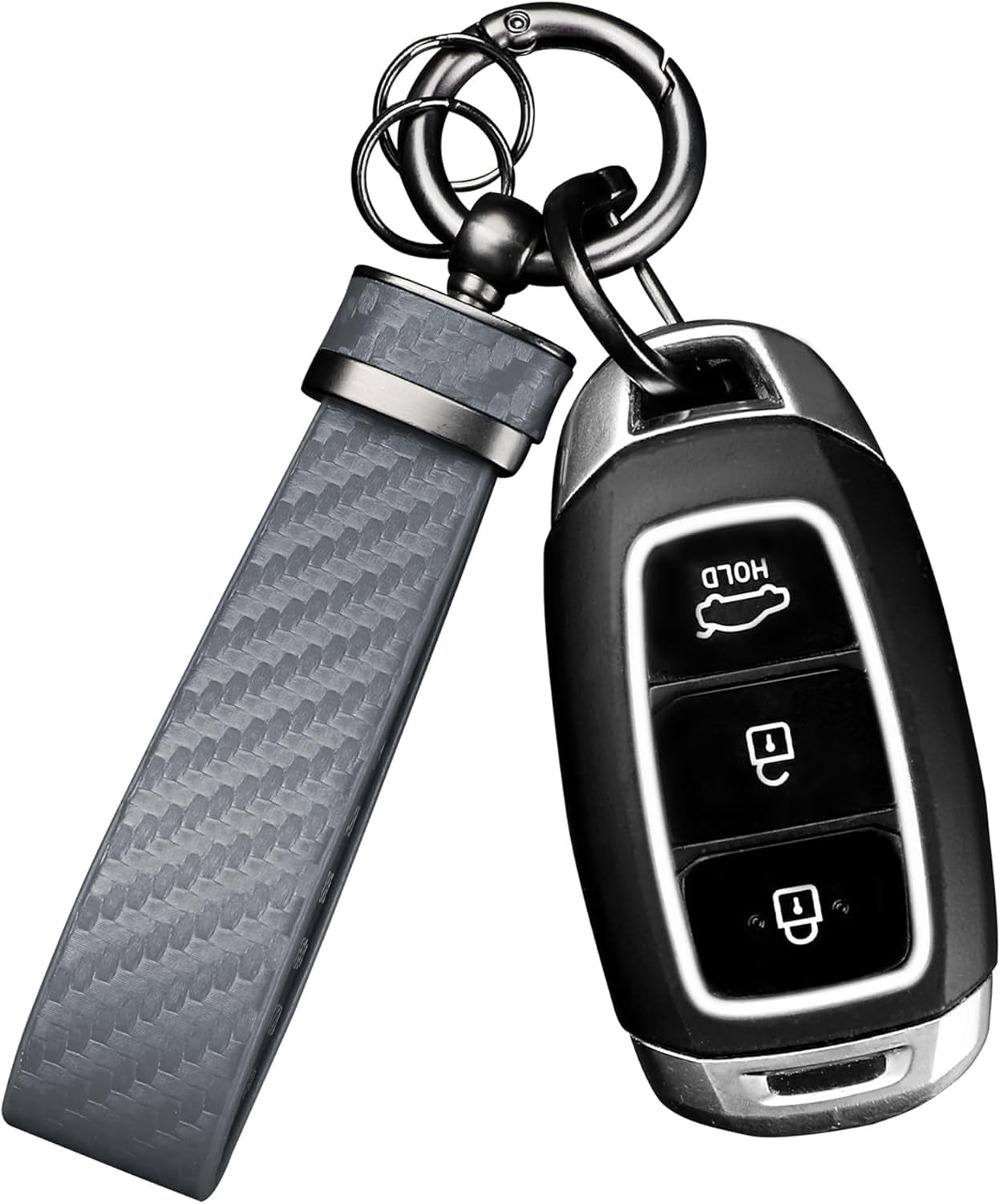 Turcee Leather Car Keychain - Carbon Fiber Interior Key Fob with Anti ...