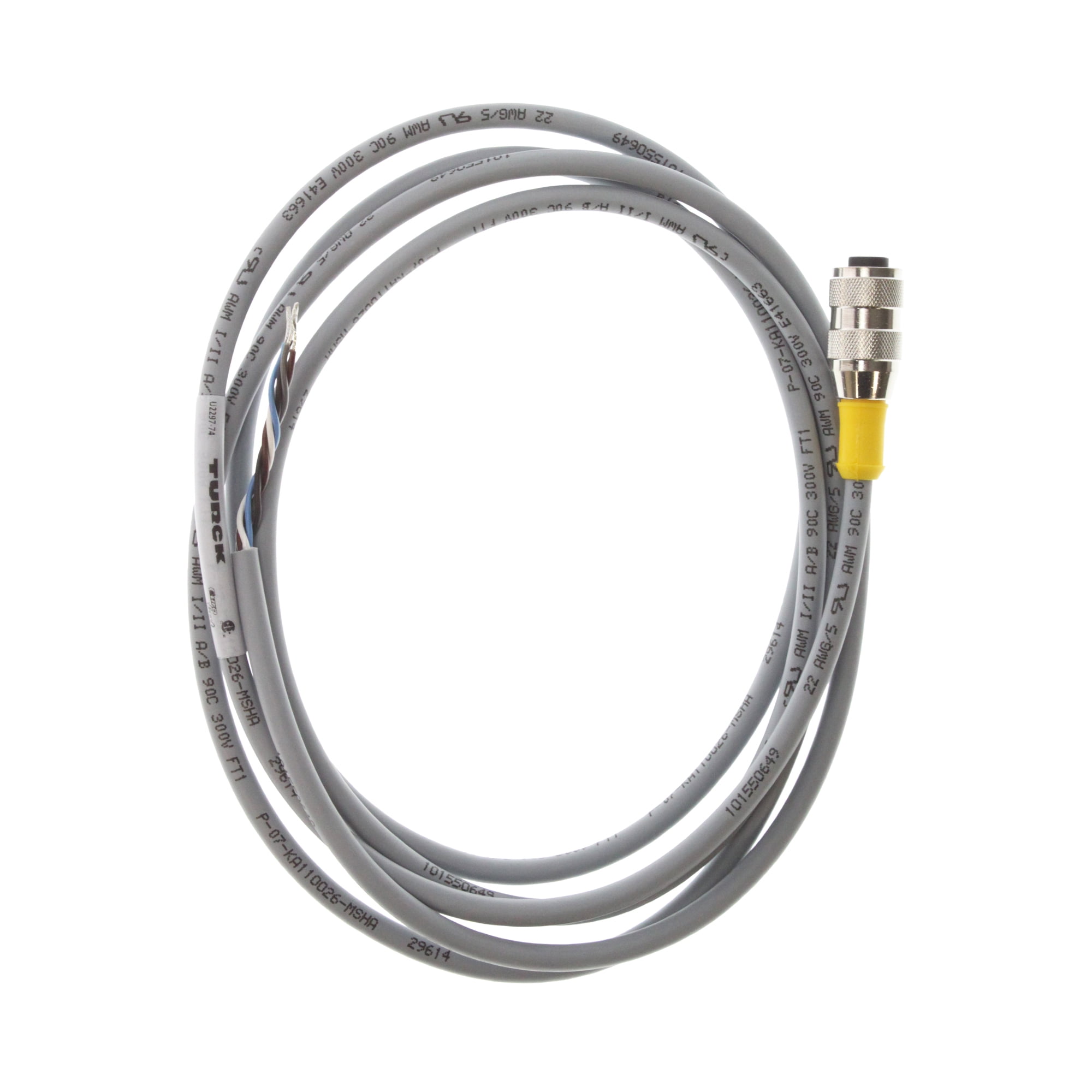 Turck EuroFast RK-4.5T-2/S90 Female 5-Wire TPU Cable Assembly, Gray, 6. ...