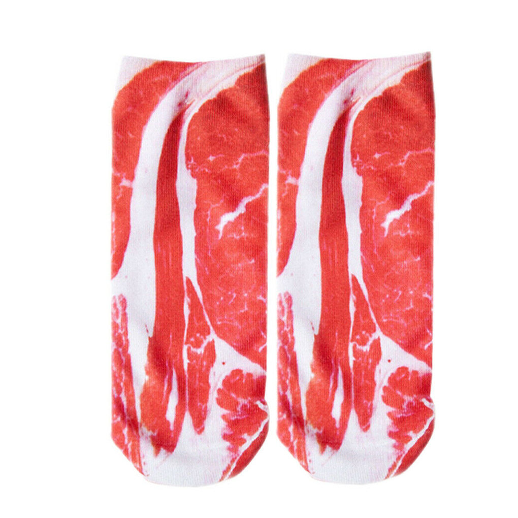 TureClos 1 Pair Cotton Socks 3D Printed Meat Pattern Breathable Ankle ...