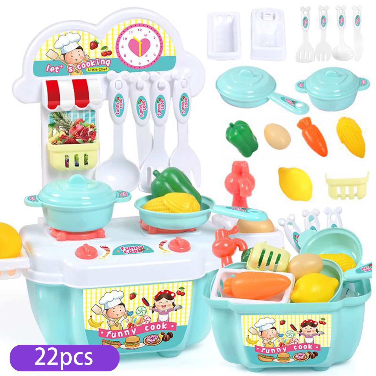 TureClos 1 Set Mini Kitchen Toys Set Children Puzzle Kids Pretend Play ...